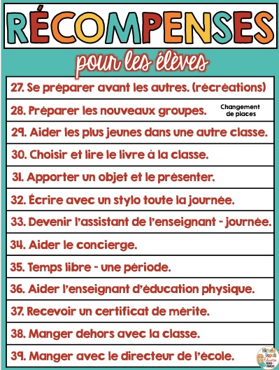 50 récompenses pour les élèves - Michelle Dupuis Education